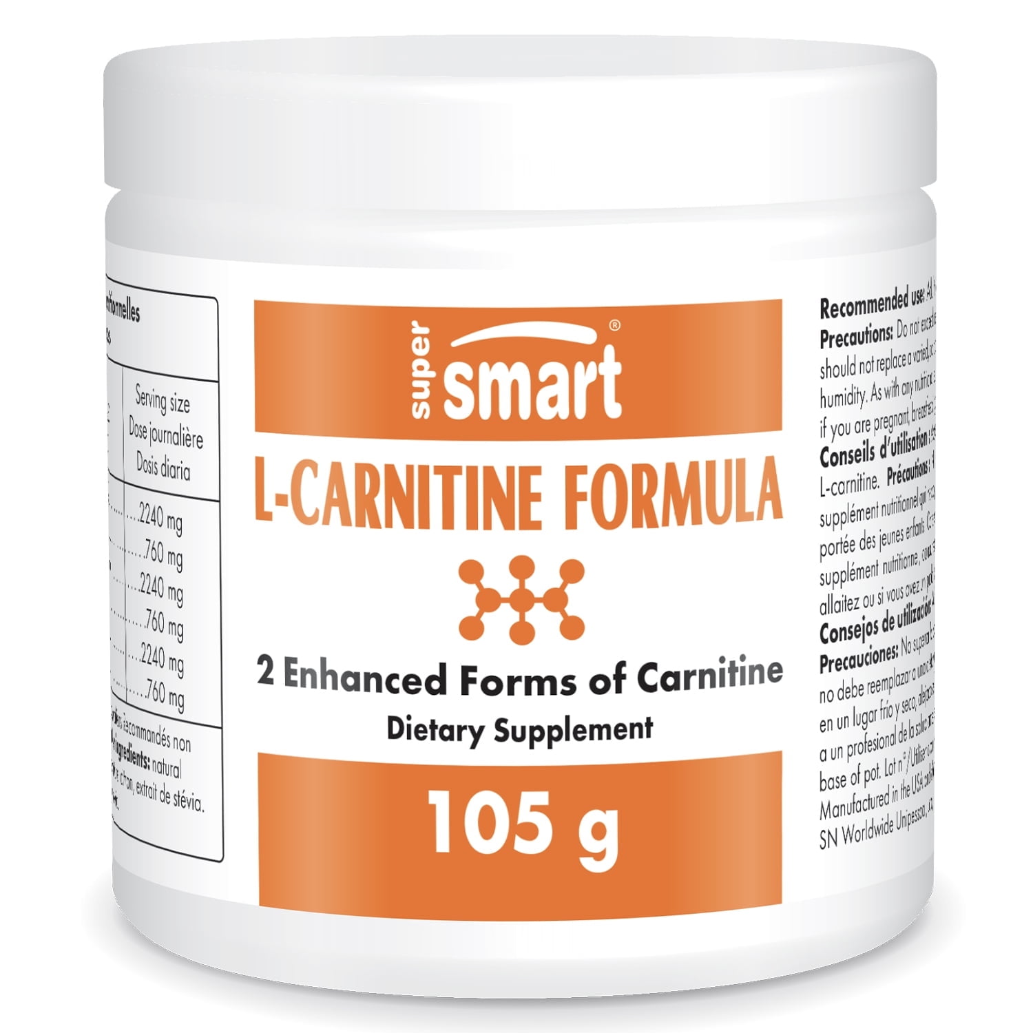 SuperSmart - L-Carnitine Formula (Acetyl & Tartrate) - ATP Energy ...