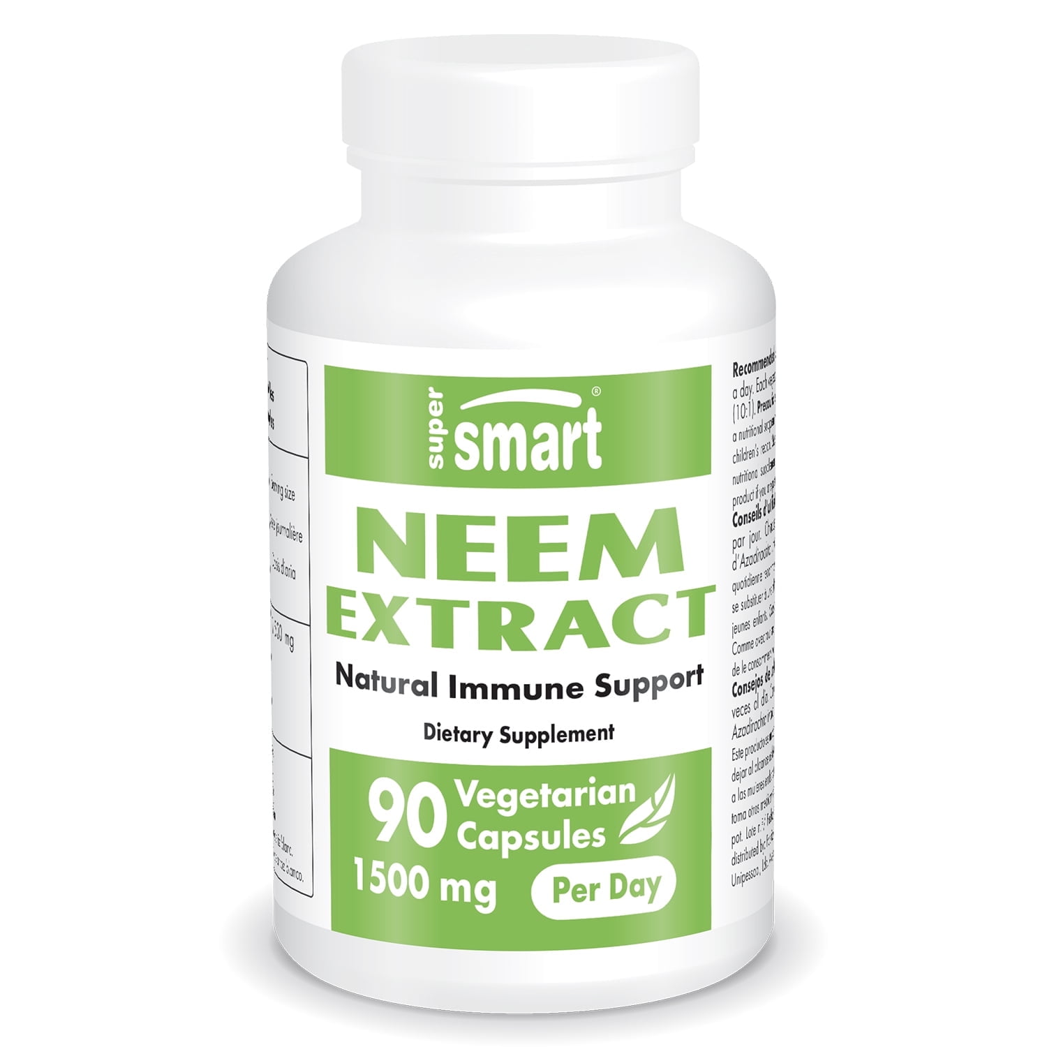 Supersmart Neem Leaf Extract 1500mg, Non-GMO, Gluten Free, 90 Veggie ...