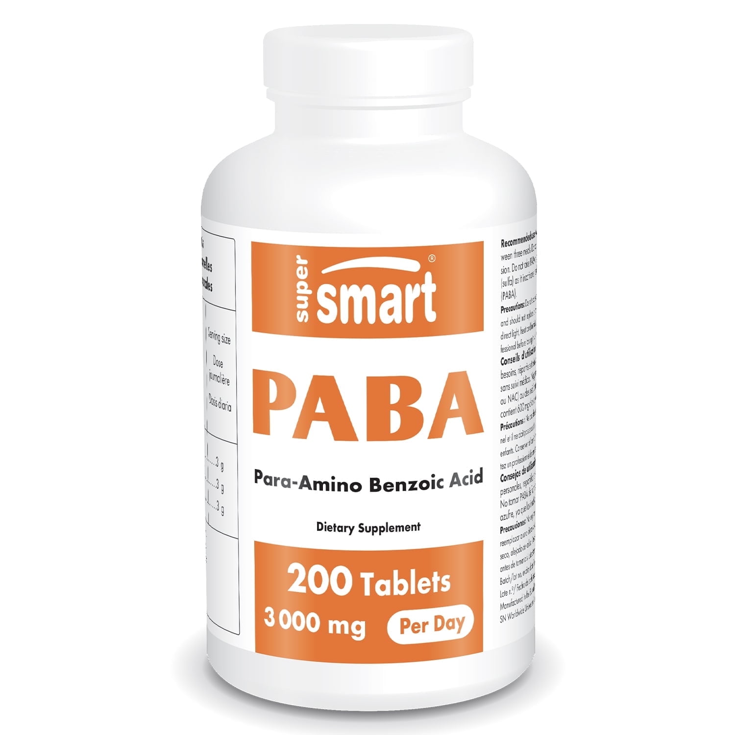 SuperSmart - PABA (Para Amino Benzoic Acid) 3000 mg per Day - Skin ...