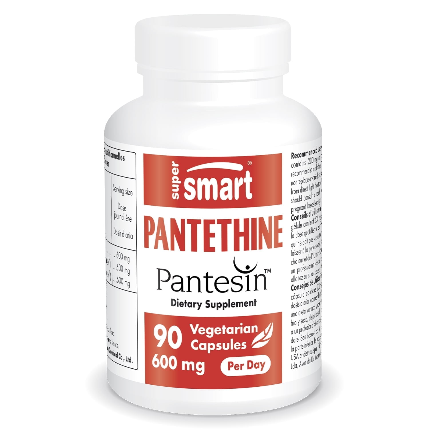 SuperSmart - Pantethine 600 mg per Day (Pantesin) - Vitamin B5 ...