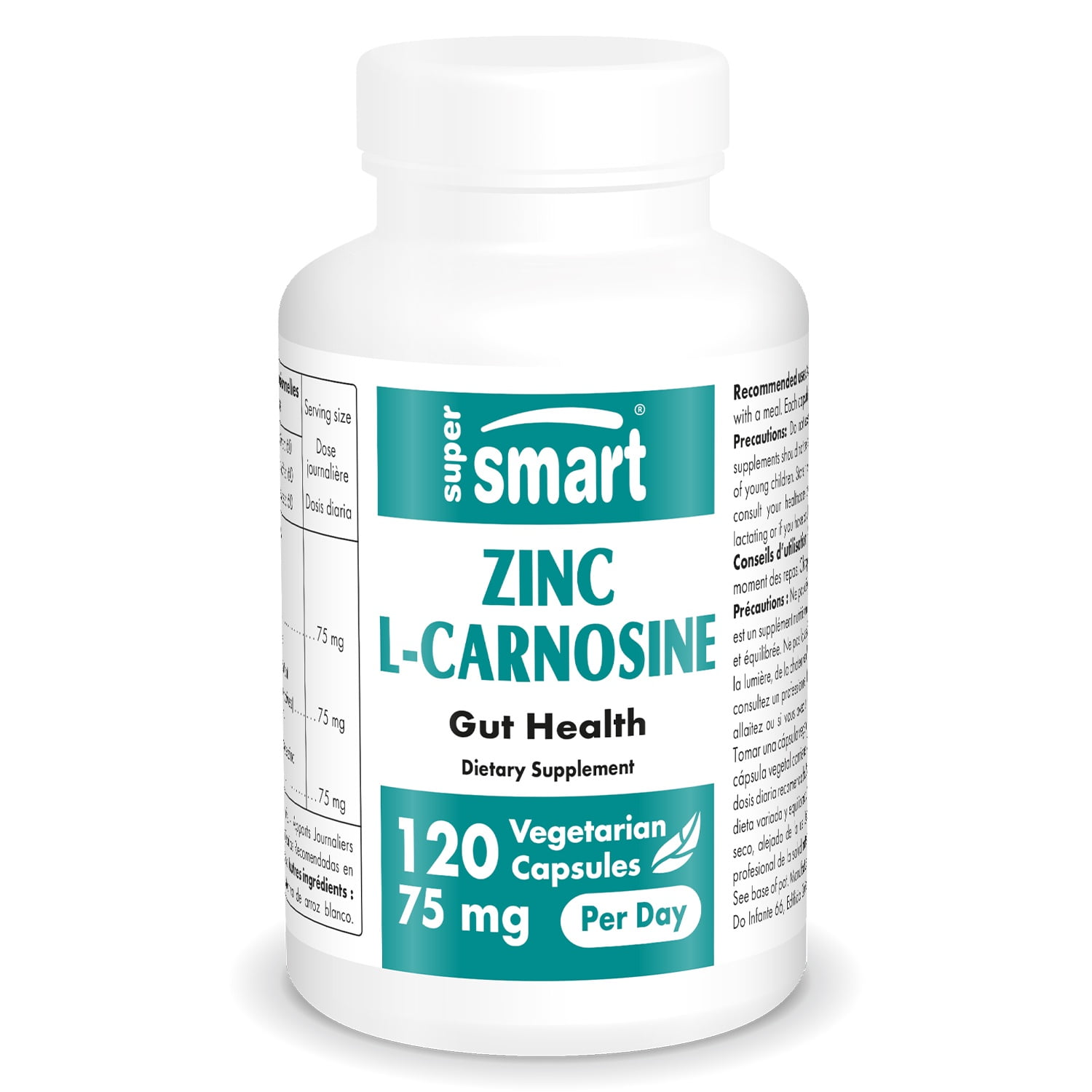 Supersmart Zinc L-Carnosine Supplement, 75mg per day, Vegetarian ...