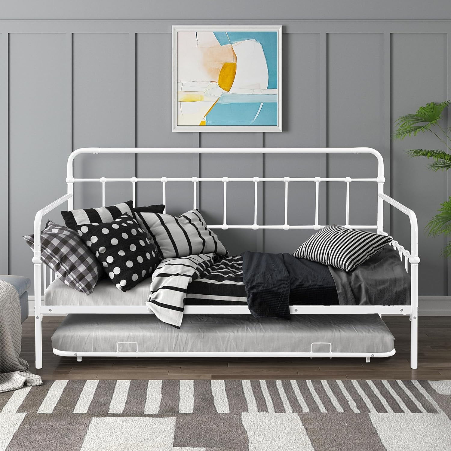 SuperStroke Jintop Twin Size Bed W slats,Metal Frame Daybed with ...