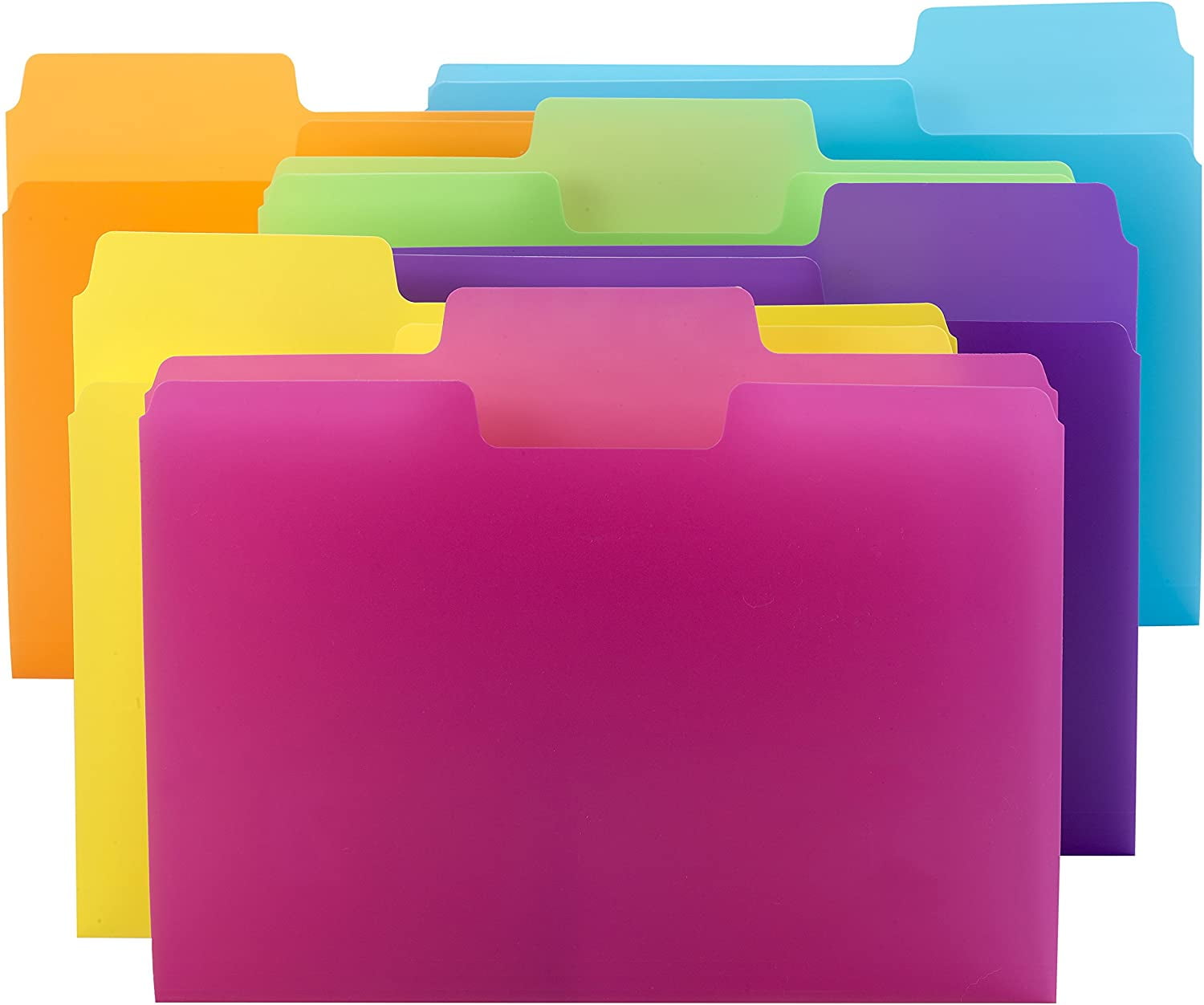 SuperTab Plastic File Folders for Documents, Set of 18 Plastic Folders ...