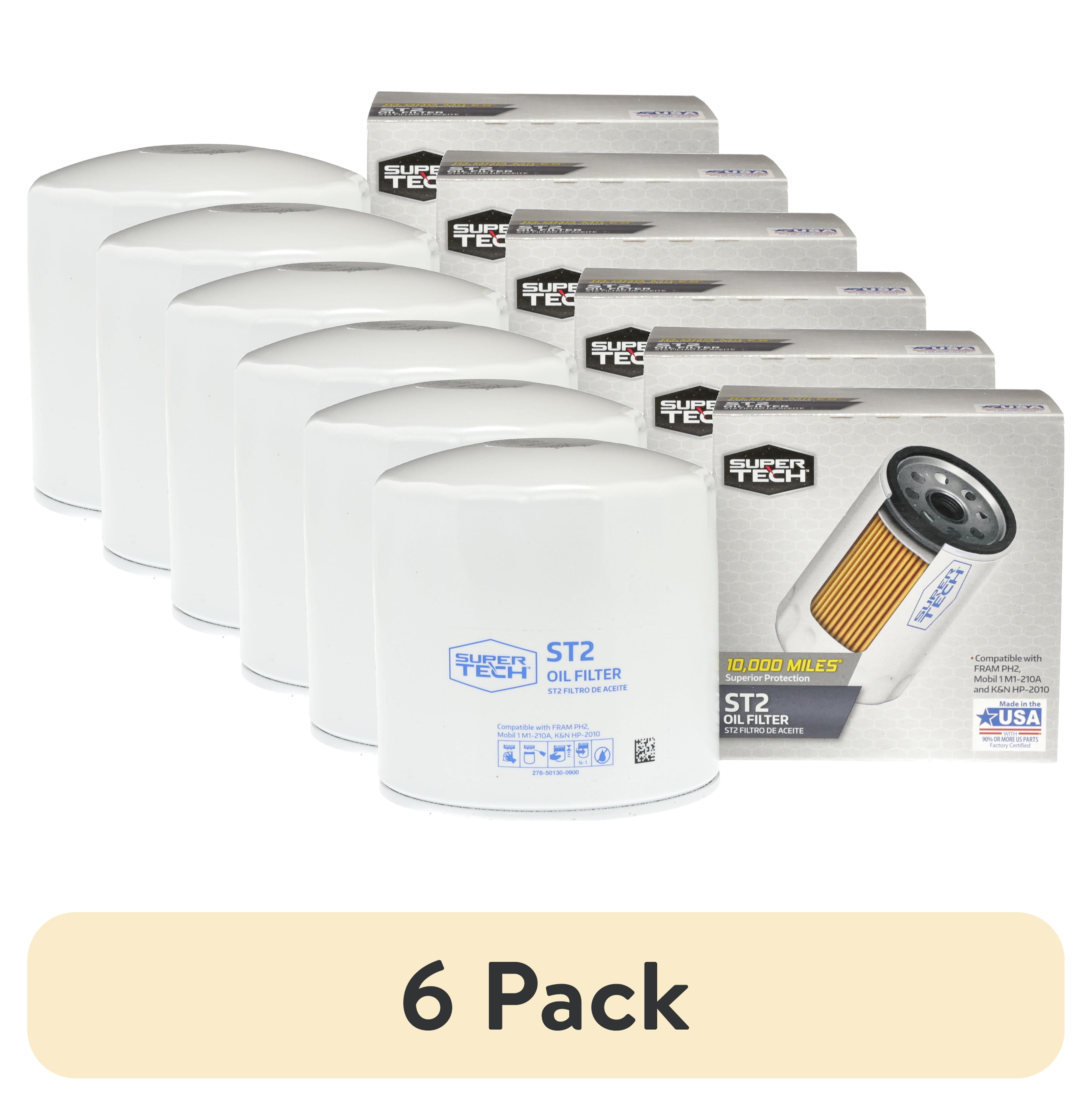 (6 pack) SuperTech 10,000 mile Protection Spin-on Oil Filter, ST2 Fits ...
