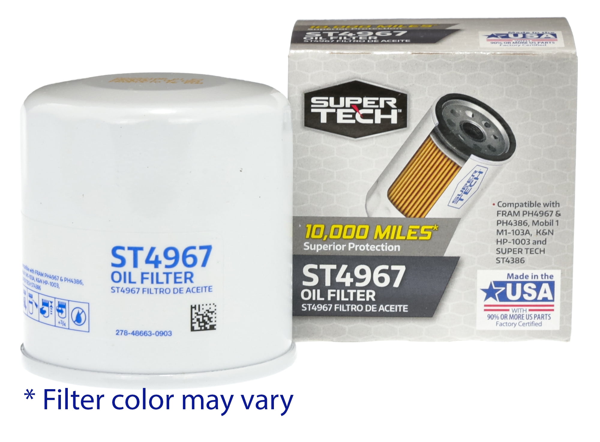 SuperTech ST4967 10K mile Spin-on Oil Filter, , for Daihatsu, Lexus and Toyota Fits select: 2019 ...