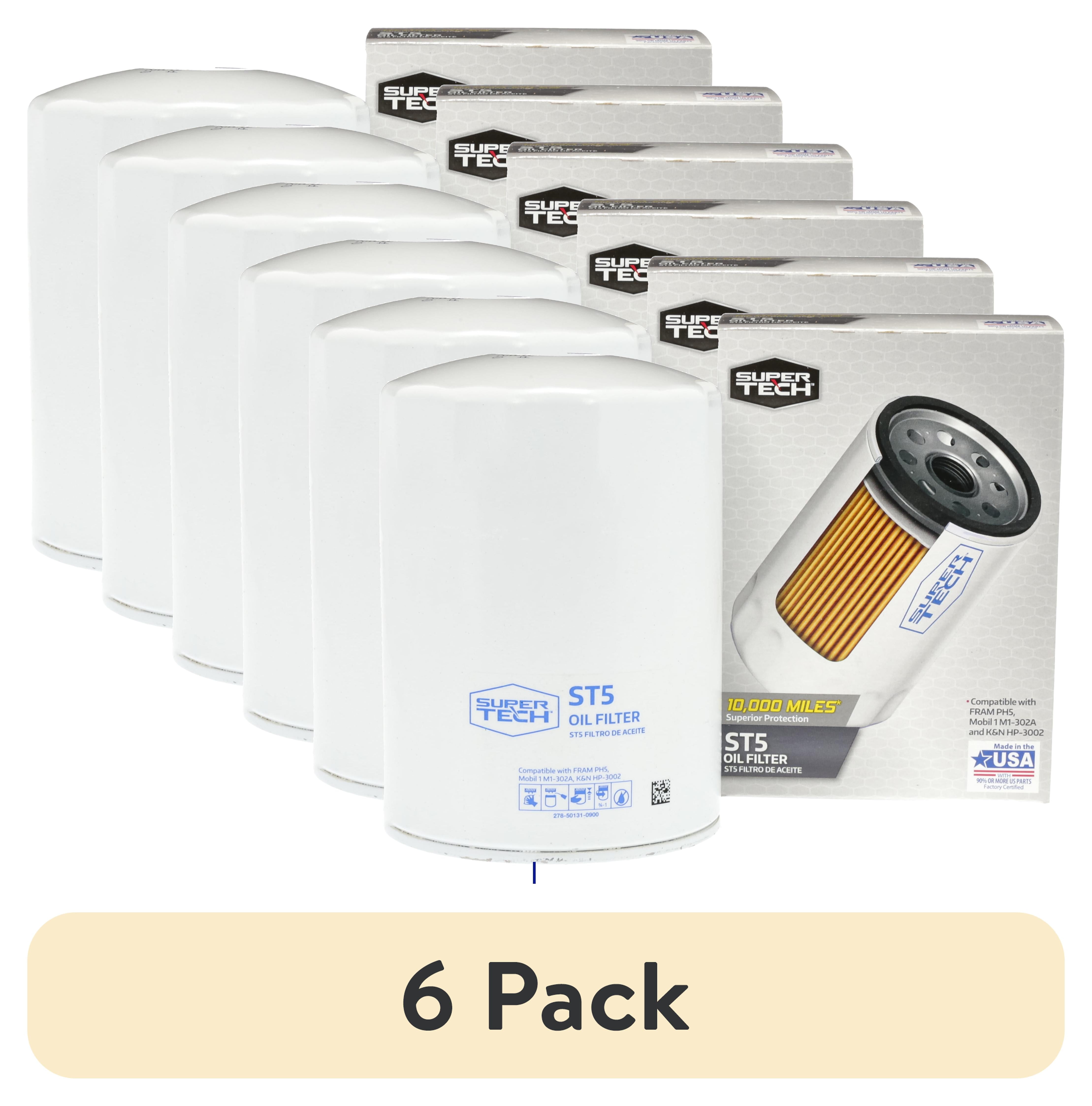 (6 pack) SuperTech ST5, 10K mile 4" Spin-on Oil Filter for Chevrolet ...