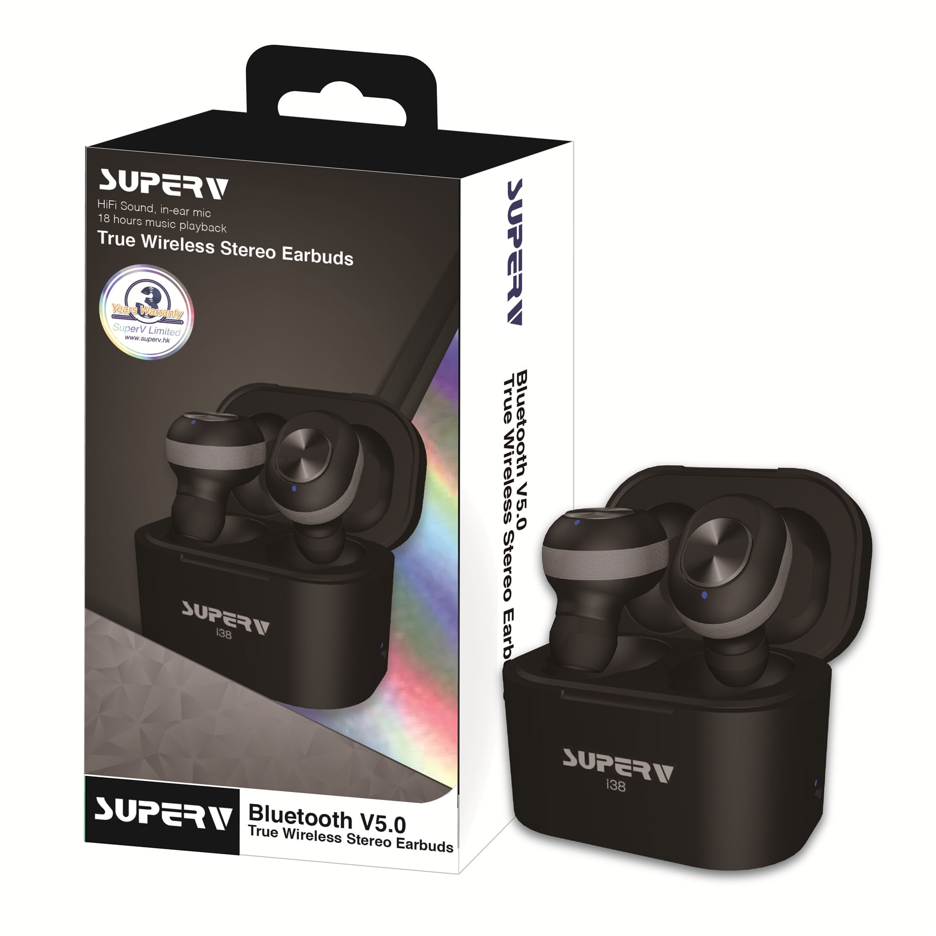SuperV i38 Wireless Earbuds Bluetooth 5.0 Stereo In-ear Headphone ...