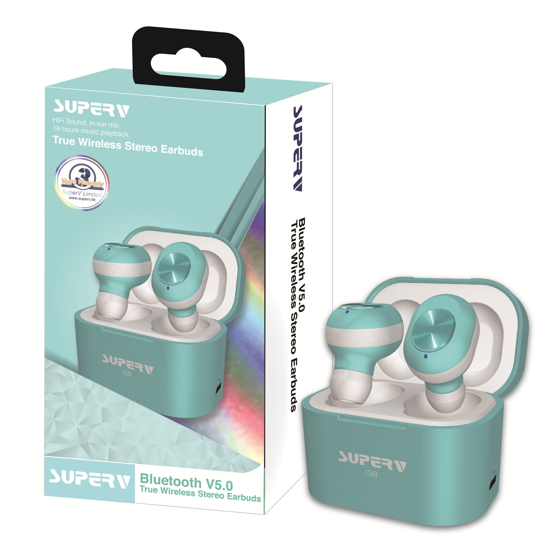 SuperV i38 Wireless Earbuds Bluetooth 5.0 Stereo In-ear Headphone ...
