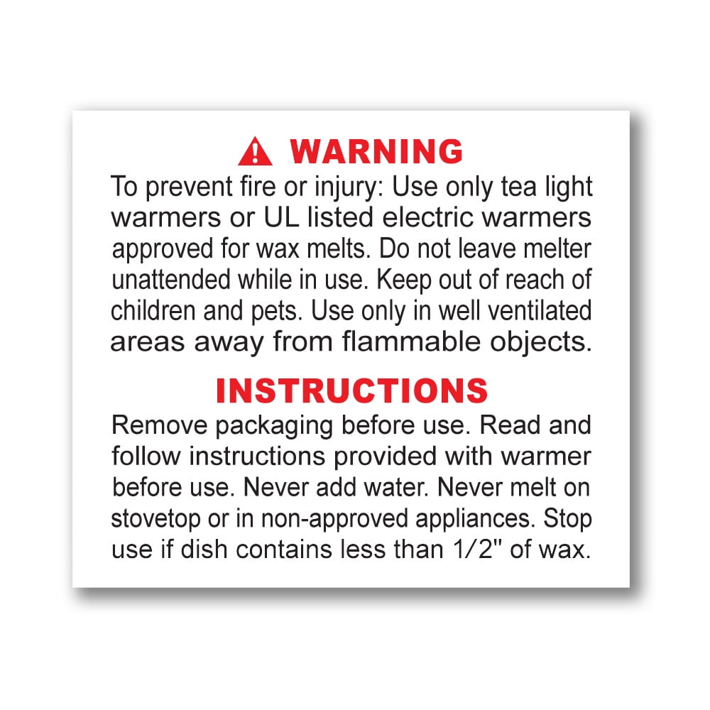 Superb Home 1 Roll of 300 pcs 1.75”x1.5” Waterproof Wax Melt Warning ...