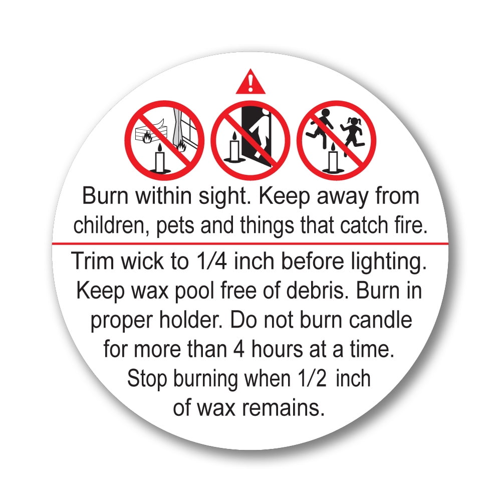 Superb Home 100 pcs 1.25” ASTM Compliant Candle Warning Labels Stickers ...