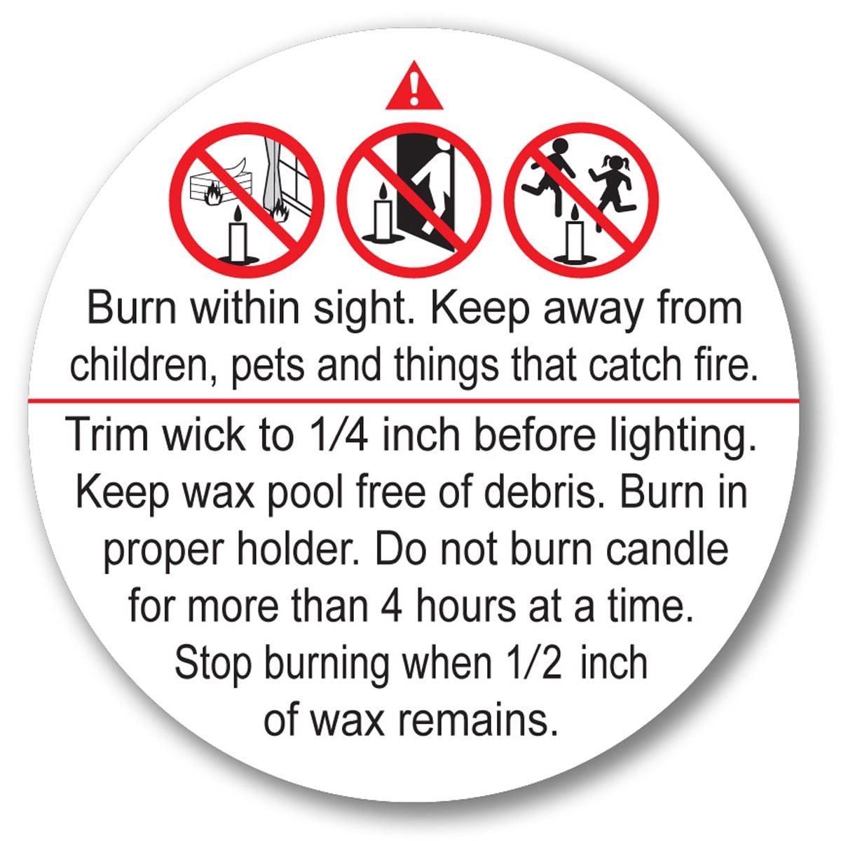 Superb Home 100 pcs 2” ASTM Compliant Candle Warning Labels Stickers ...