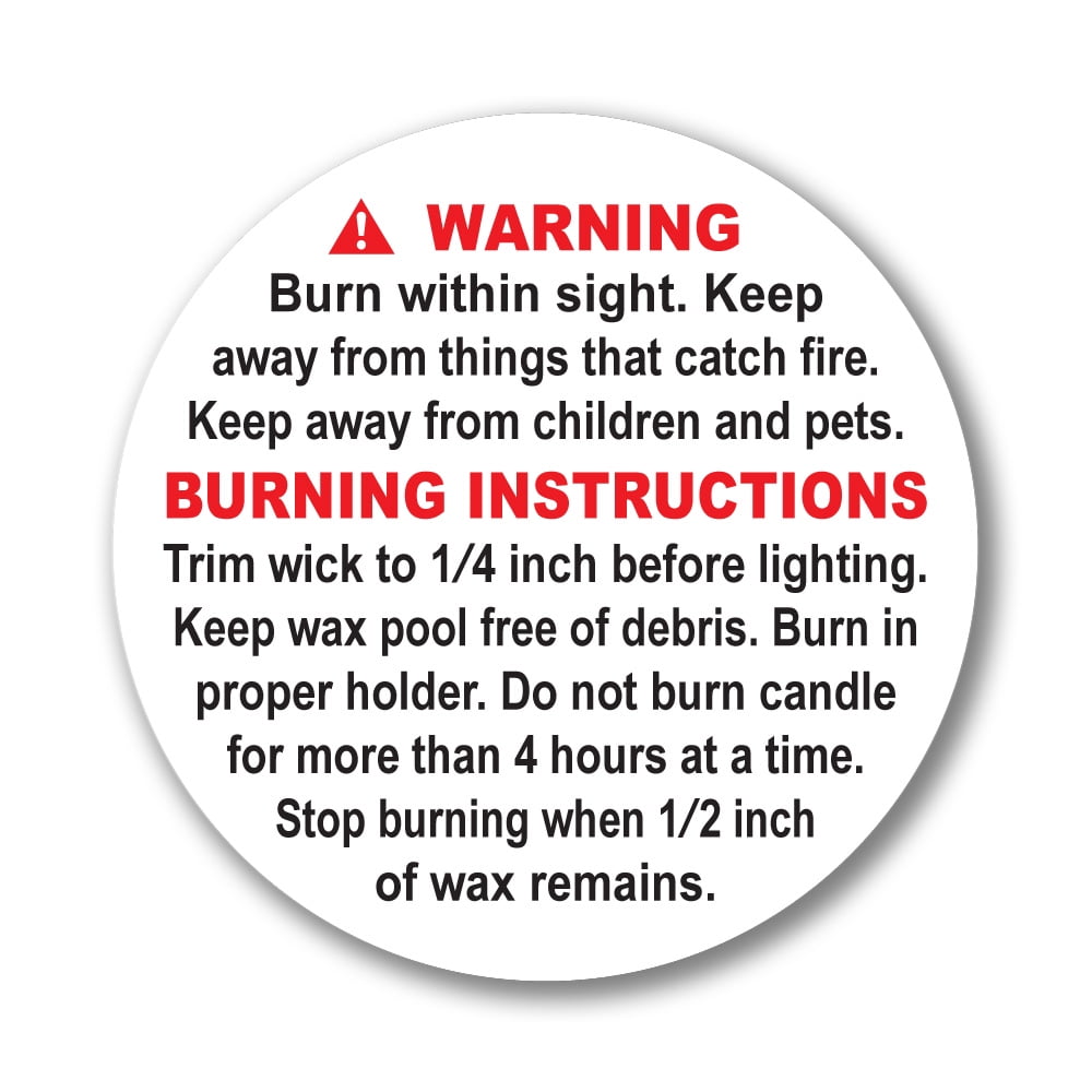 Superb Home 100 pcs 2 inch ASTM Compliant Candle Warning Labels ...