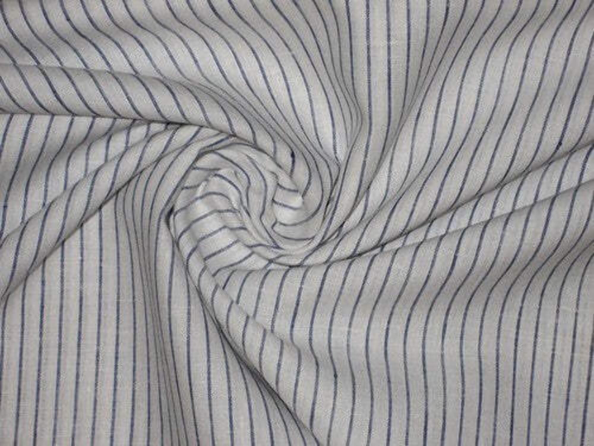 Superb Quality Linen Club Navy Blue with white horizontal stripe Fabric ...
