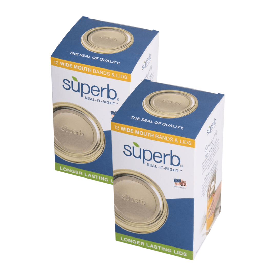 Superb Sealing Solutions Wide Mouth Mason Jar Canning Lids with Bands ...