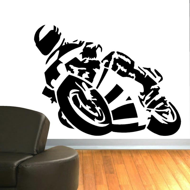 Superbike Racing Wall Decal Motorcycle Rider Vinyl Window Sticker Art ...
