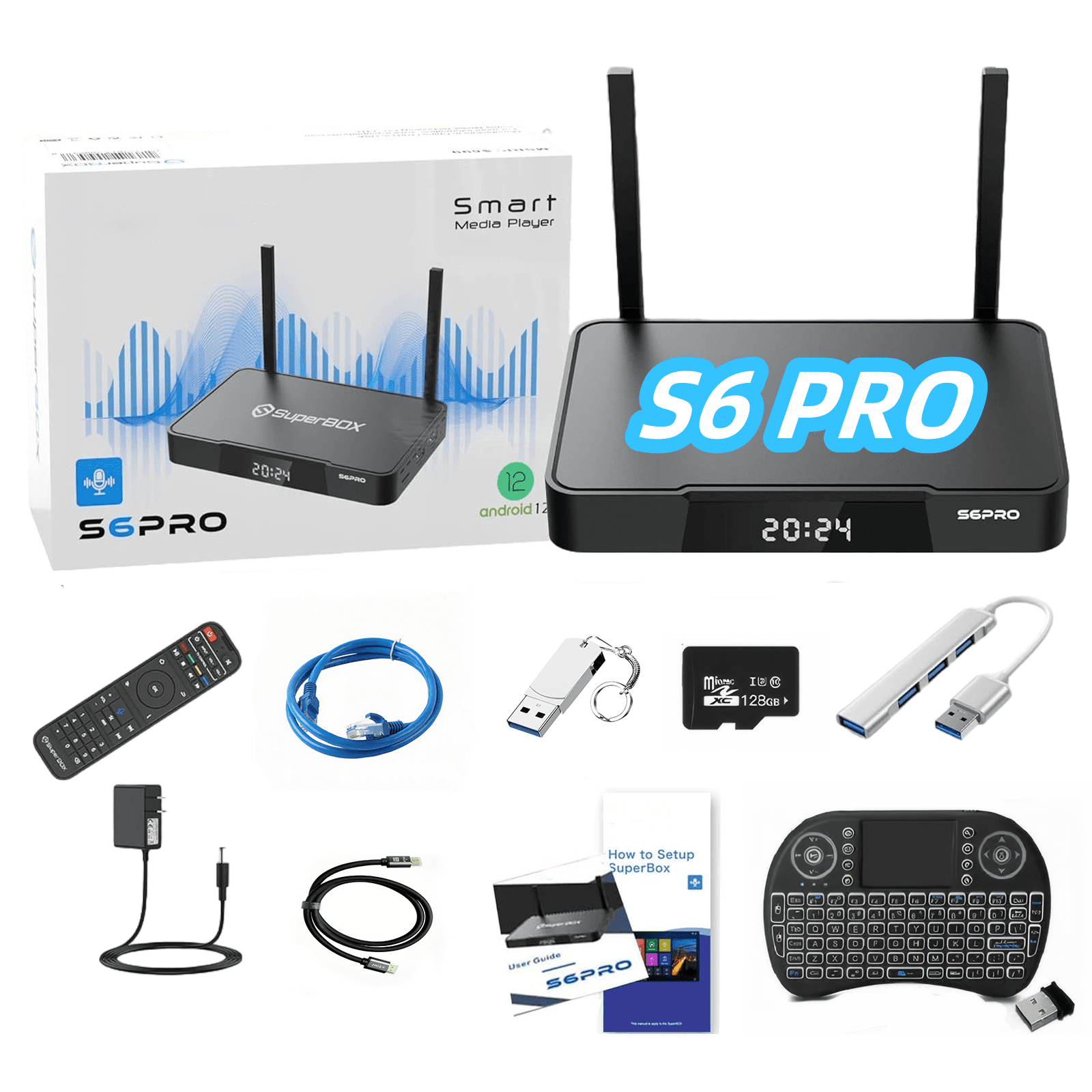 Superbox 2025 New S6 PRO with Remote Control Voice,128G TF Card & USB ...