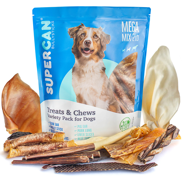 Supercan Mega Mix Dog Chews Variety Pack (2lb-900g) All Natural Dog ...