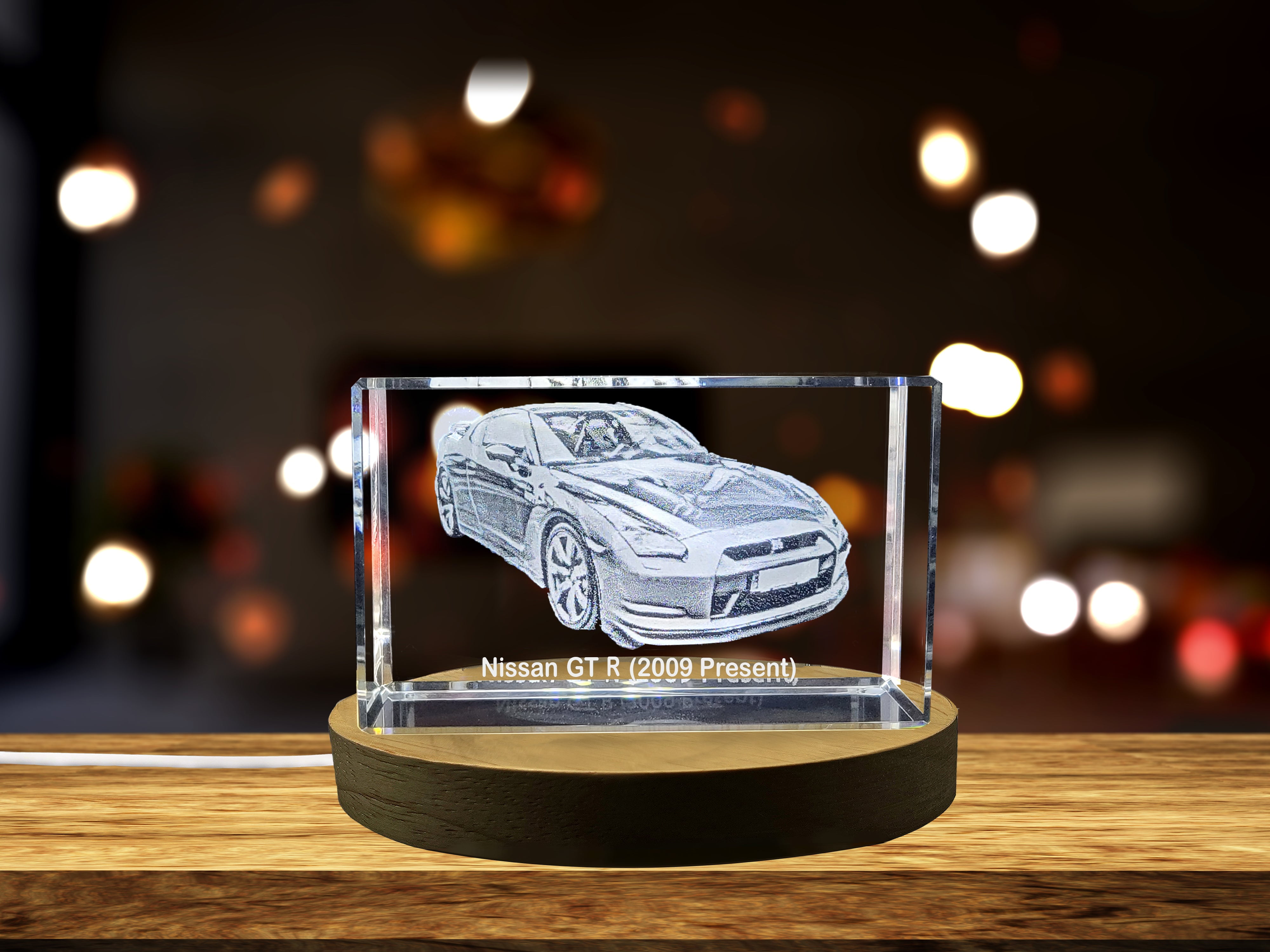 Supercar Icon: Nissan GT-R (2009–Present) - 3D Engraved Crystal Tribute ...