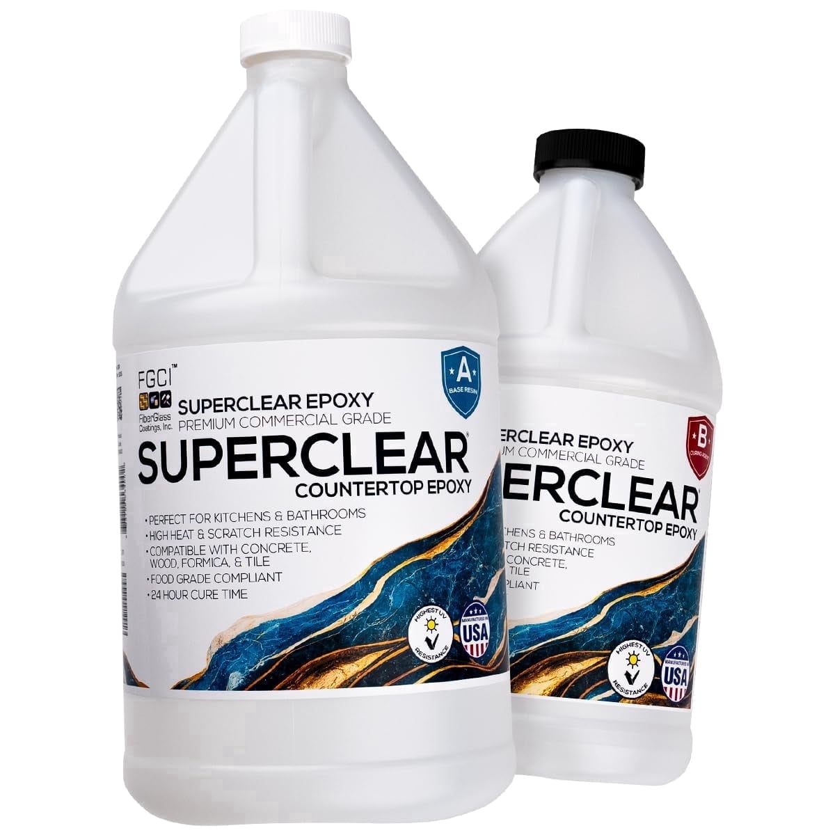 Superclear Countertop Epoxy Kit, 1.5 gal, Food Grade Safe, Ultra ...