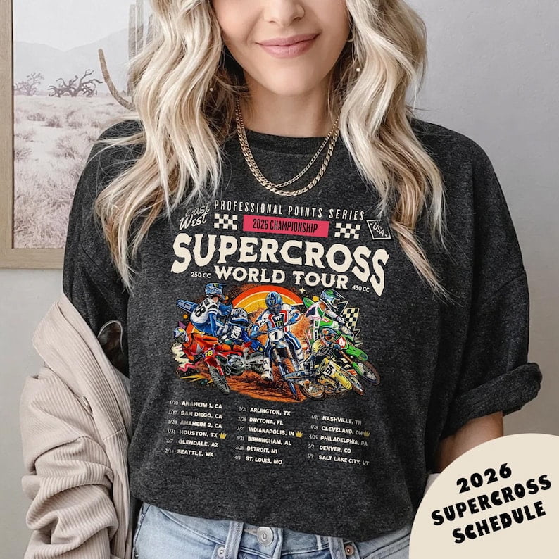 Supercross Shirt 2026 World Tour Graphic Tee, Stadium Series, Motocross ...