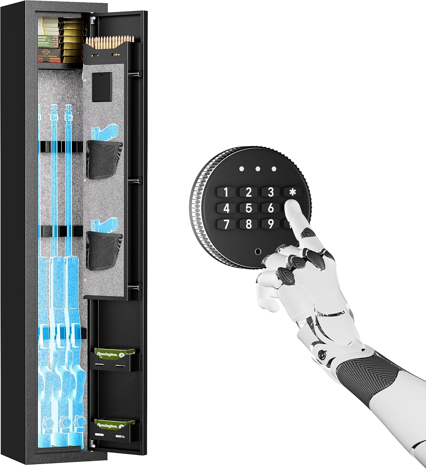 Superday 2-3 Rifle Gun Safe with Keyboard Lock, Quick Access Long Gun ...