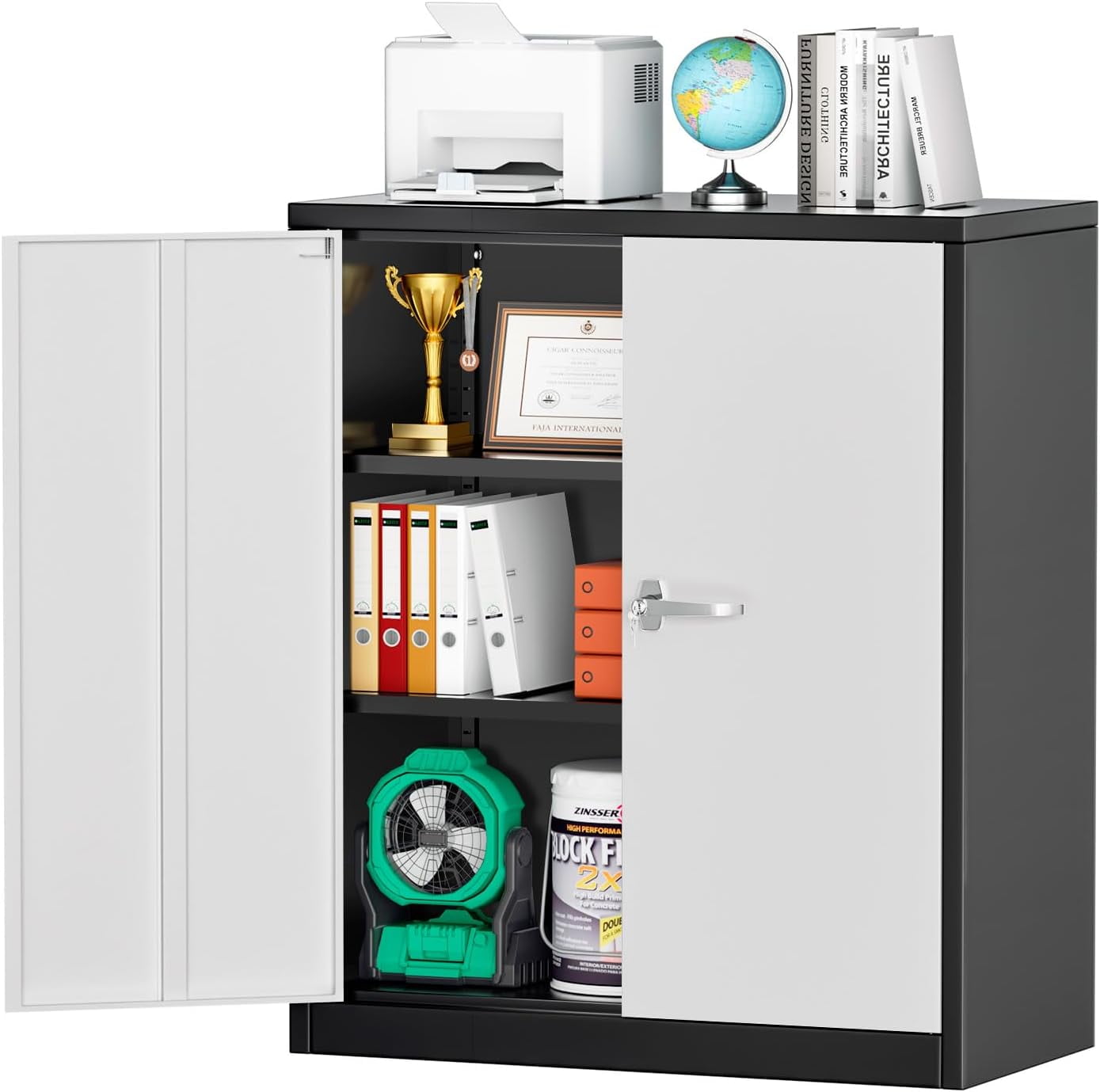 Superday 36" Locking Garage Storage Cabinet, Metal Storage Cabinet with ...