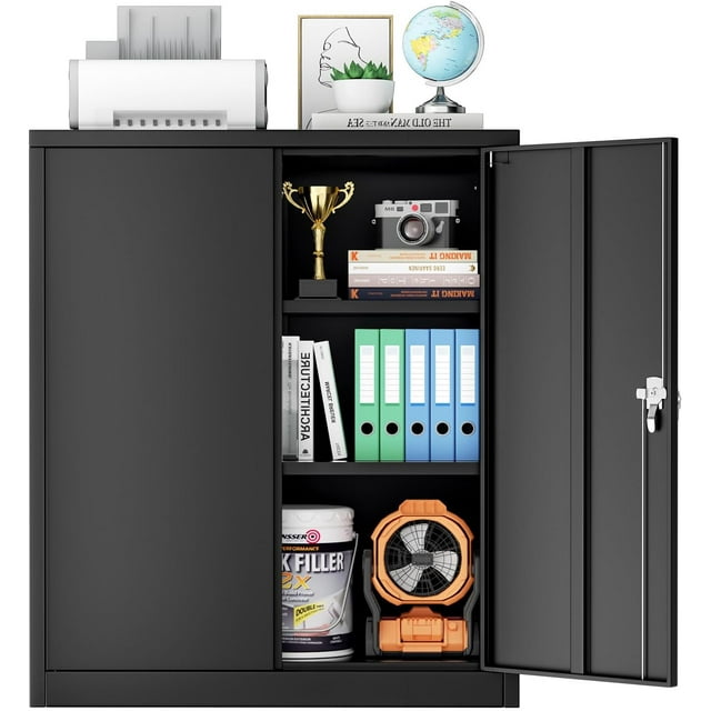 Superday 36" Locking Garage Storage Cabinets, Black Metal Storage ...