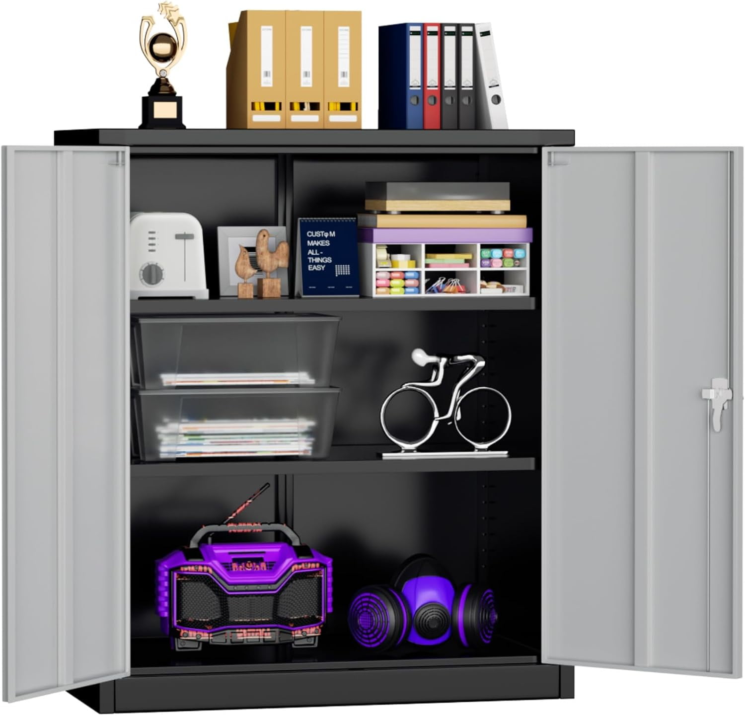 Superday 36" Metal Storage Cabinet, Garage Storage Cabinet with Locking ...