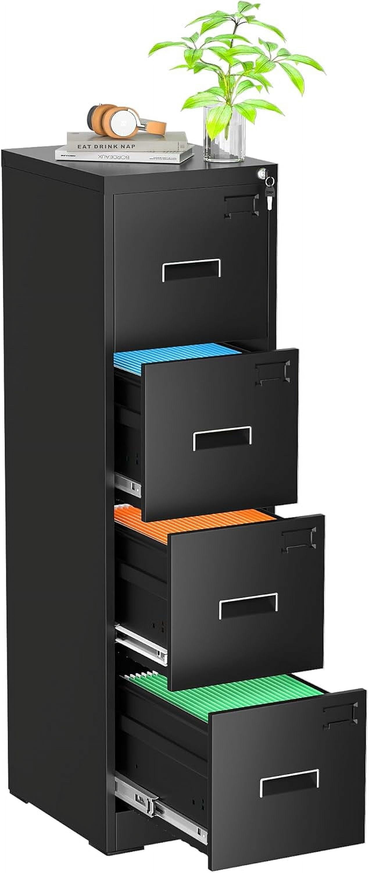 Superday 4 Drawer File Cabinets, 18” D Vertical File Cabinet with Lock ...