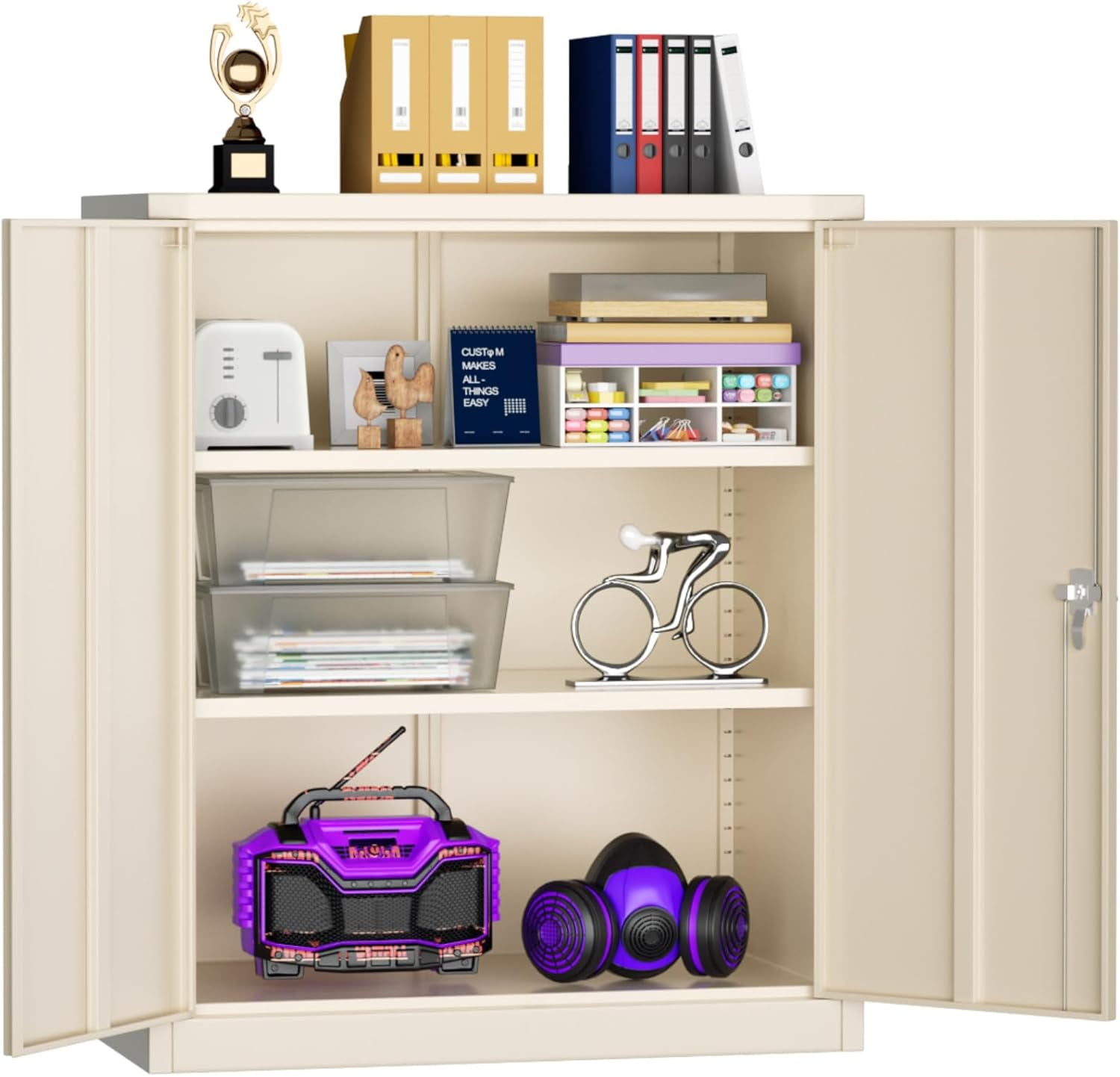 Superday 42" Metal Storage Cabinet, Garage Storage Cabinets with ...