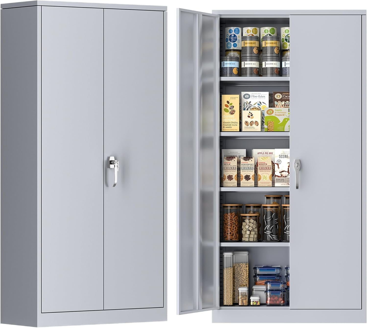 Superday 71" Lockable Steel Storage Cabinet, Locking Metal Storage ...