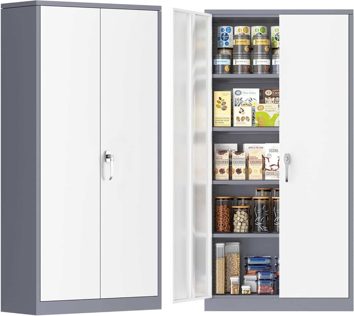 Superday 71" Locking Metal Storage Cabinet, Lockable Steel Storage ...