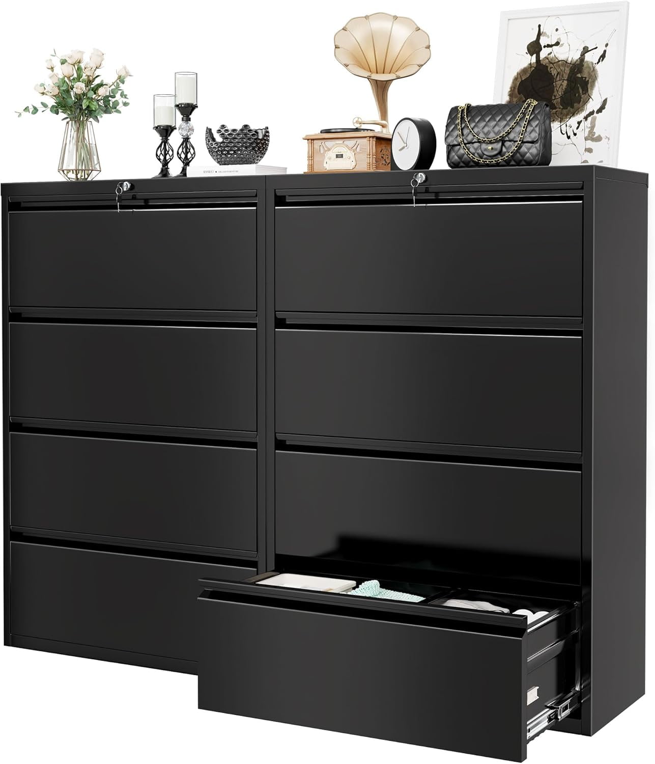 Superday Lateral File Cabinet 4 Drawer Metal File Cabinet with Lock ...