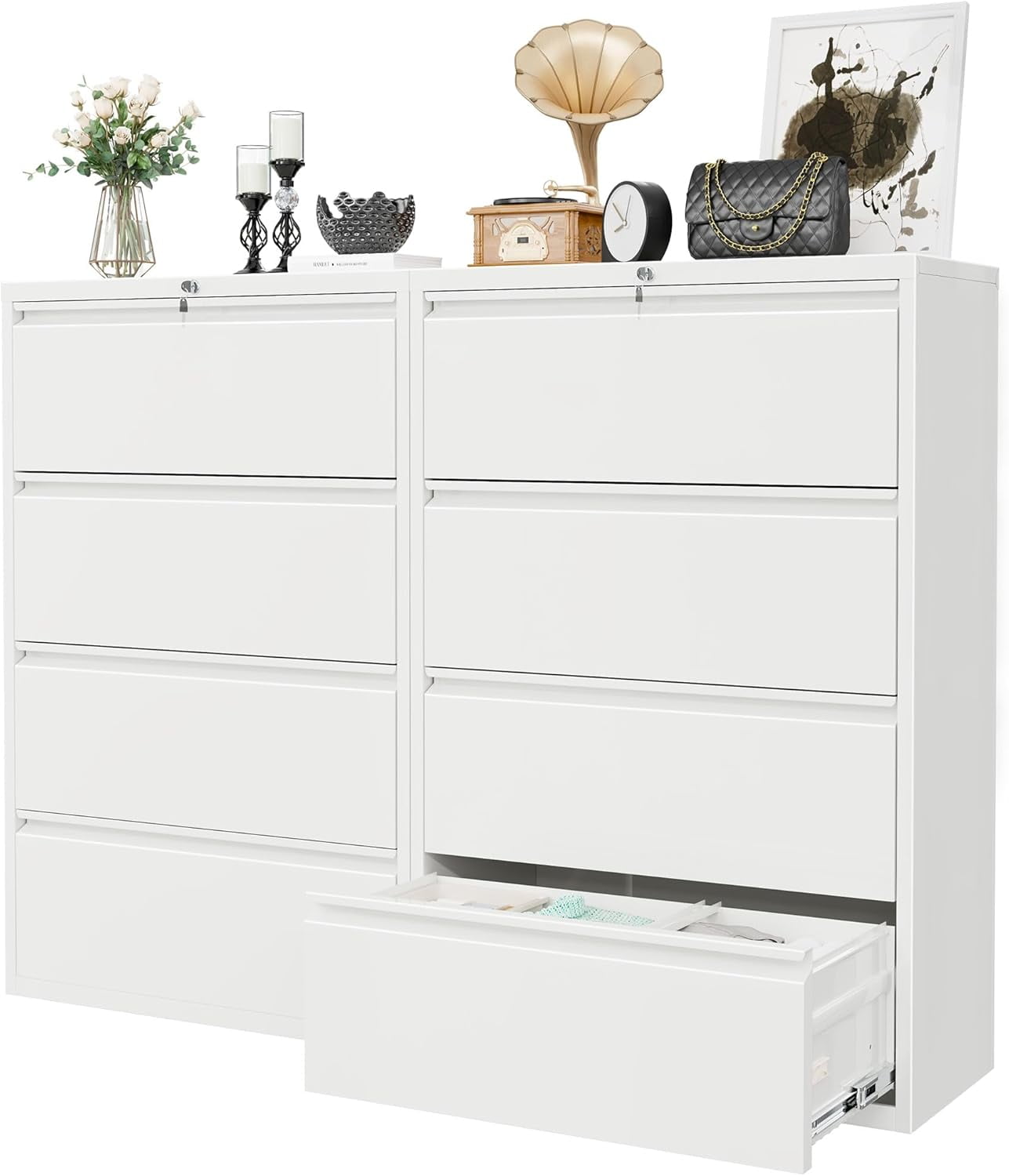 Superday Lateral File Cabinet 4 Drawer Metal File Cabinet with Lock ...