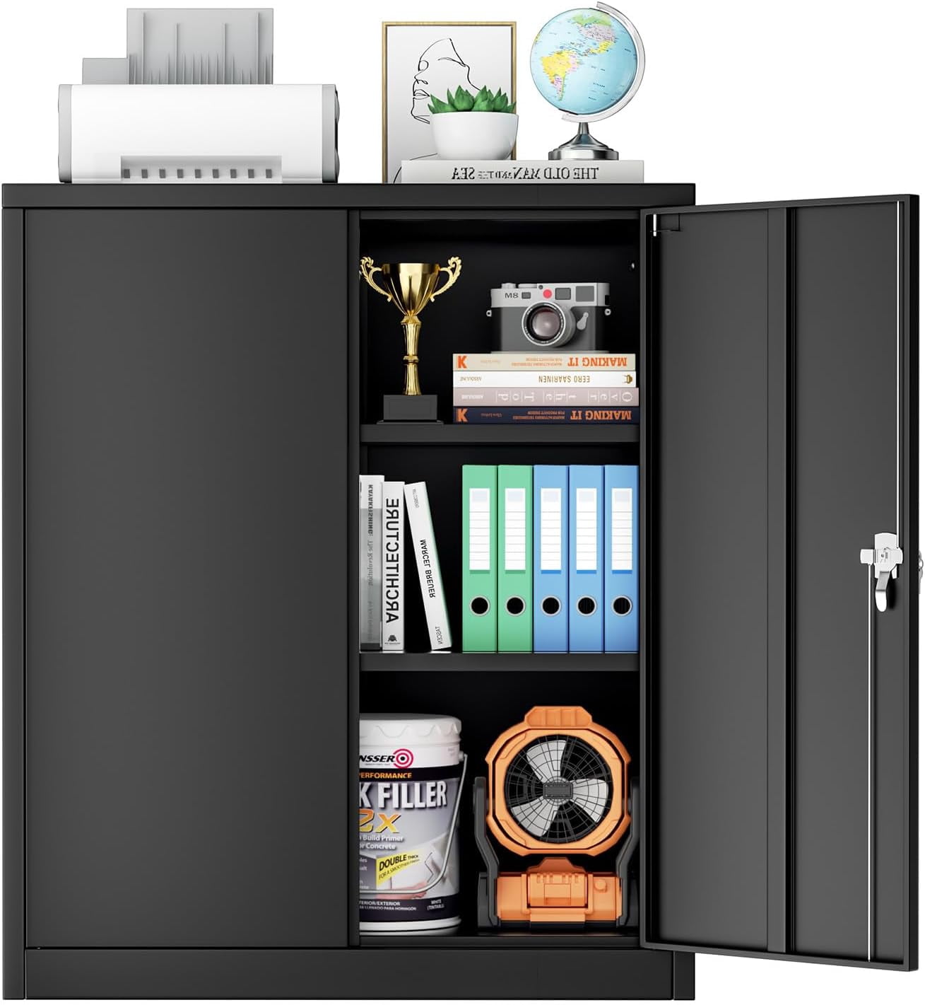 Superday Locking Garage Storage Cabinet with Drawers, Lockable Metal ...