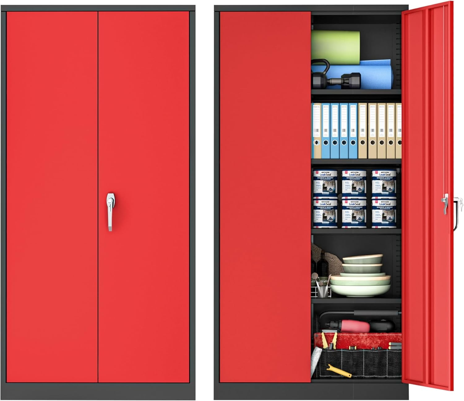 Superday Locking Garage Storage Cabinet with Drawers, Lockable Metal ...