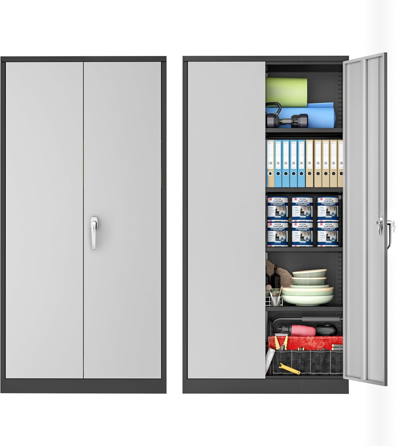 Superday Locking Garage Storage Cabinet, Metal Storage Cabinet with ...