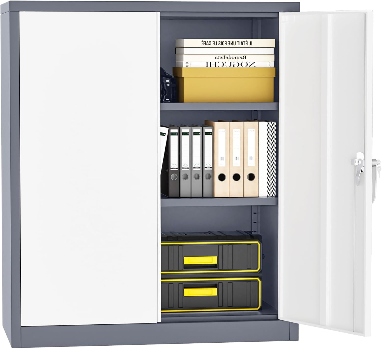 Superday Locking Metal Cabinet, 36"×32"×16" Lockable Steel Storage ...