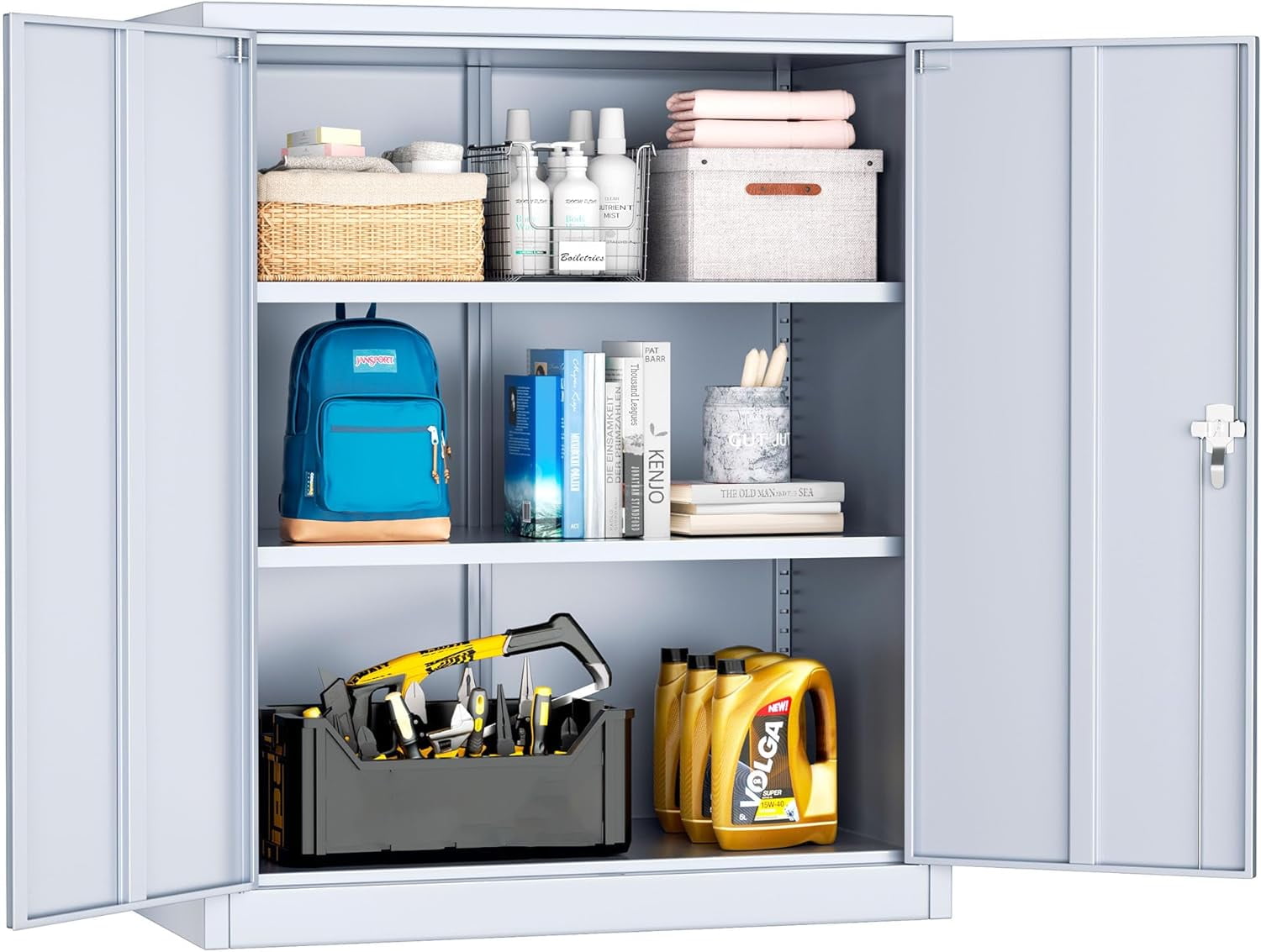 Superday Locking Metal Cabinet 72"×36"×18", Tall Storage Cabinet with 2 ...