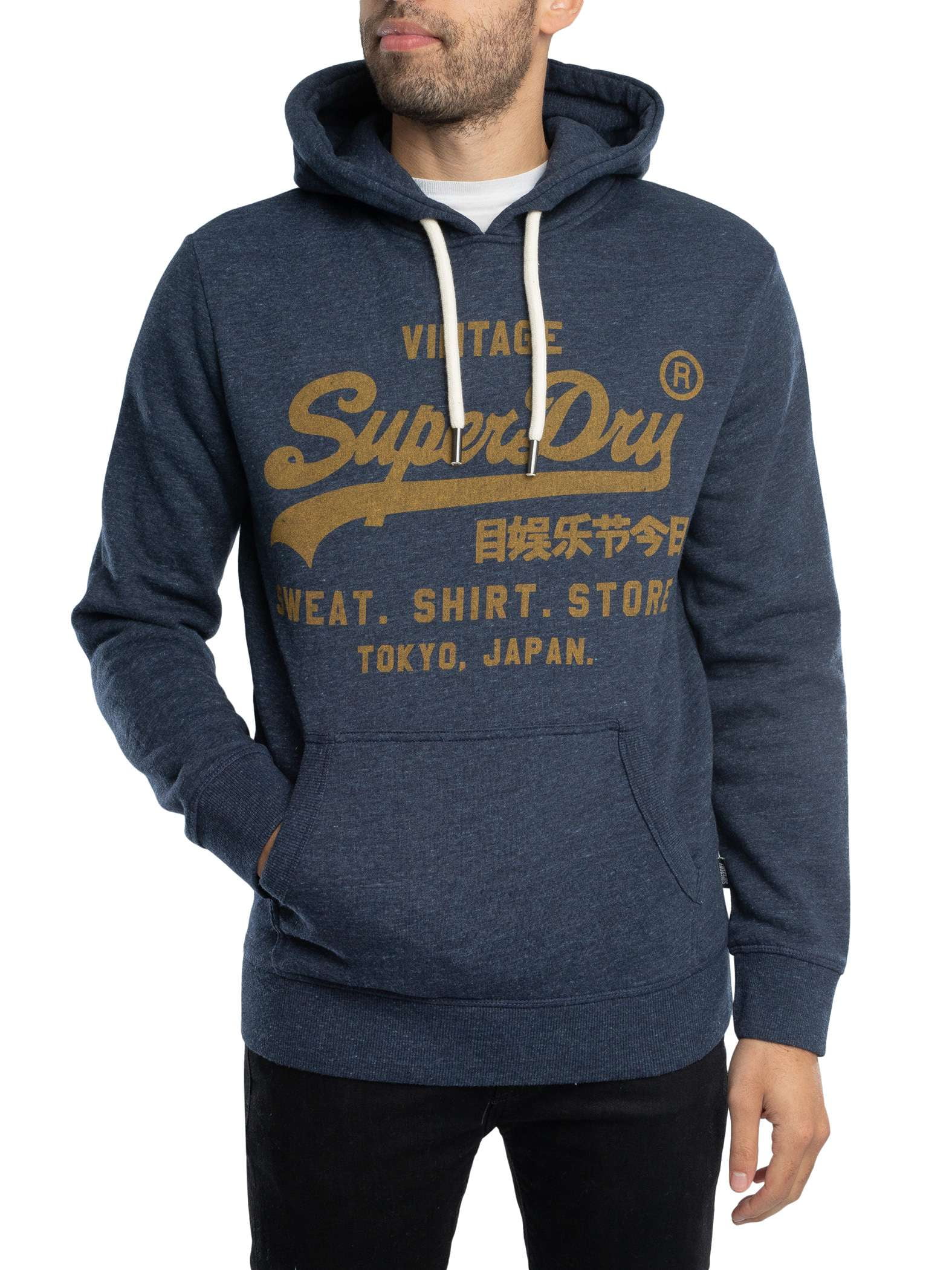 Superdry Classic Vintage Logo Graphic Pullover Hoodie, Blue - Walmart.com