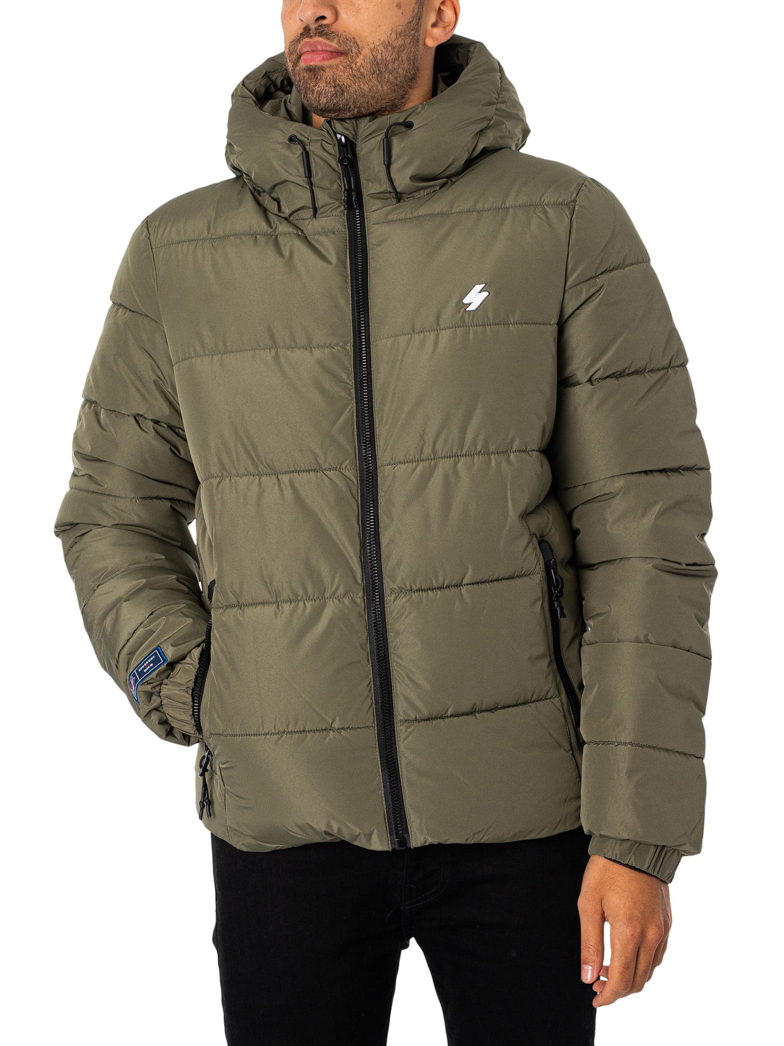 Superdry Hooded Sports Puffer Jacket, Green - Walmart.com