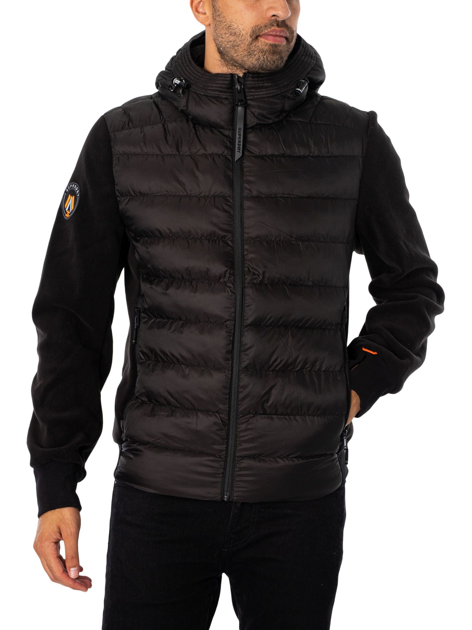 Superdry Hooded Storm Fleece Bomber Jacket, Black - Walmart.com