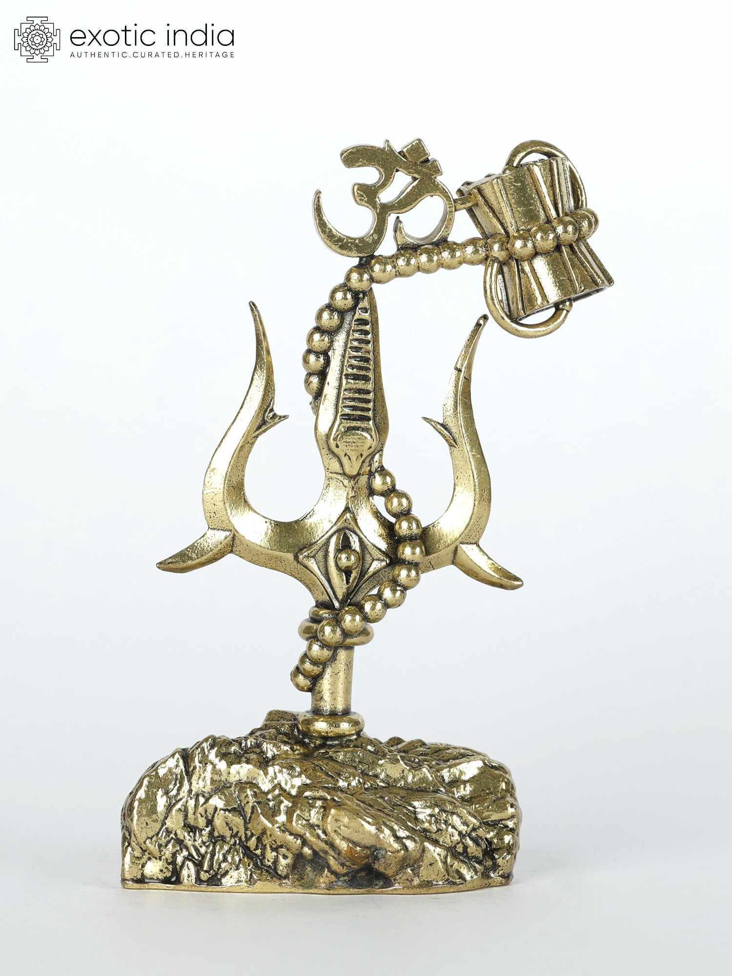 Superfine Stylized Trishul with Damru and Om Brass Statue - Walmart.com