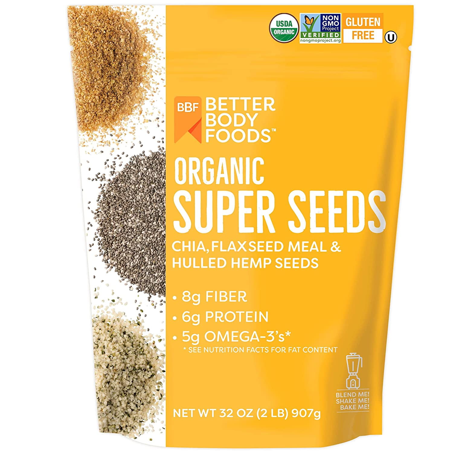 Superfood Organic Super Seeds - Chia Flax & Hemp Seeds, Blend of ...