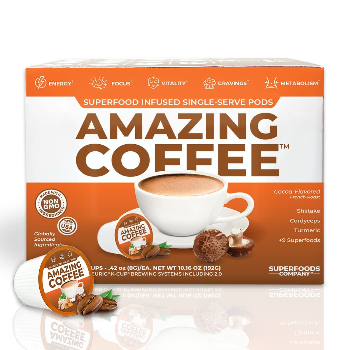 Superfoods Company Amazing Coffee- 12 Natural Superfoods - French Roast ...