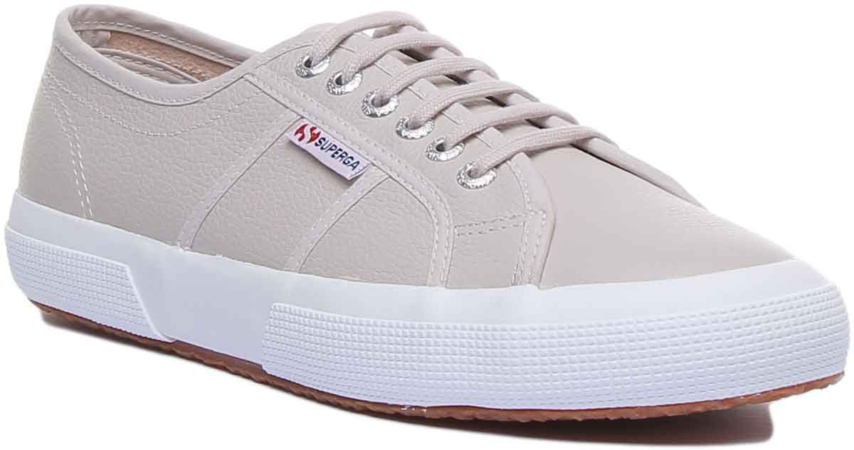 Superga 2750 EFGLU Men's Lace Up Leather Sneakers In Grey Size 11 ...