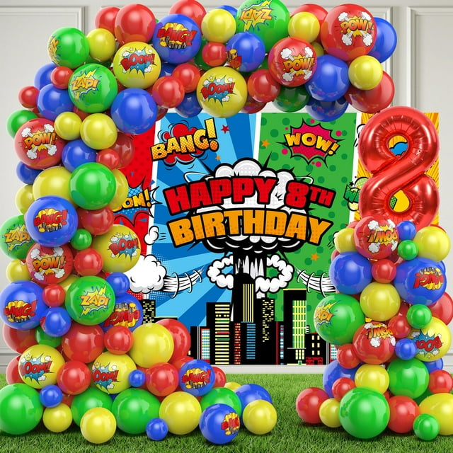 Superhero Balloons Garland Arch MSF2 Kit, Superhero Foil Balloons with ...