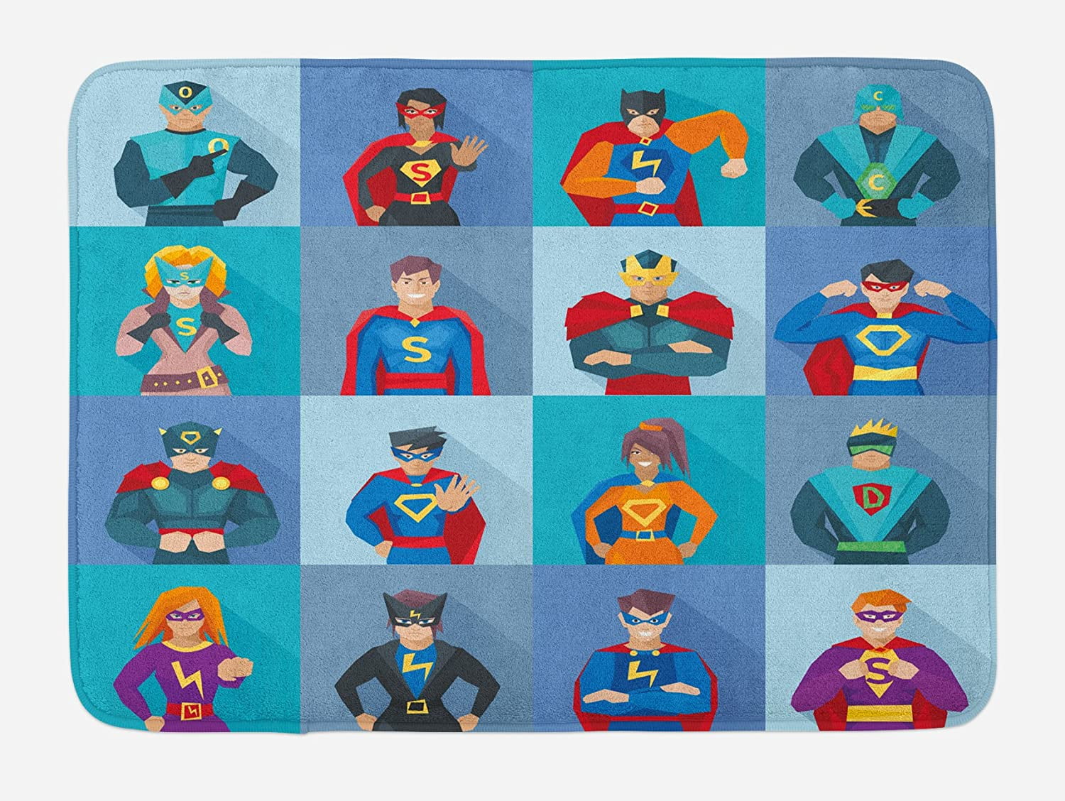 Superhero Bath Mat, Characters with Supernatural Powers in Special ...