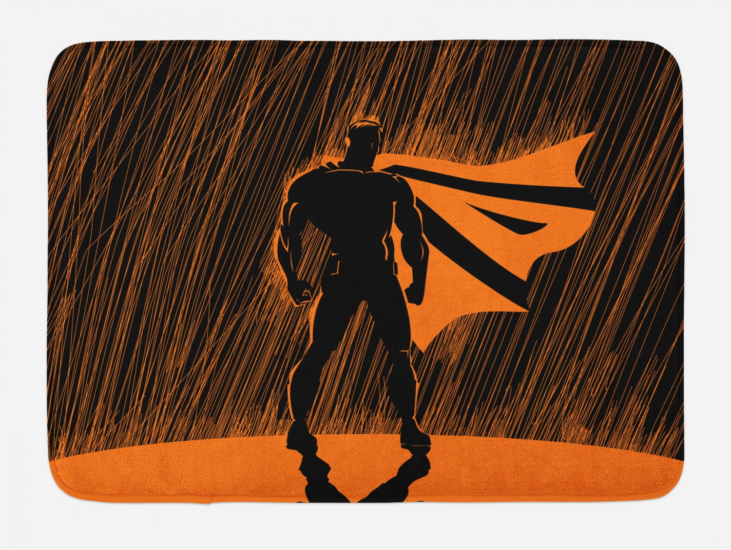 Superhero Bath Mat, Hero in Disguise at Night with Super Powers Hand ...