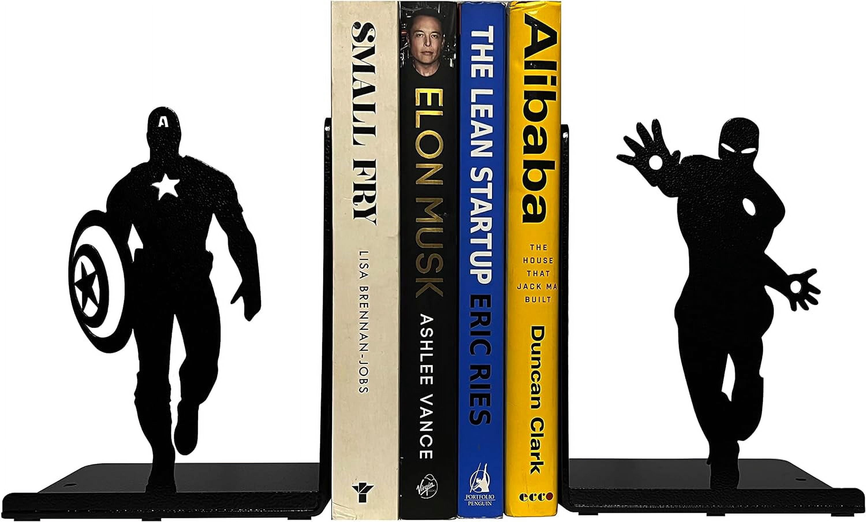 Superhero Bookends | Decorative Bookends for Shelves | Non-Skid Book ...
